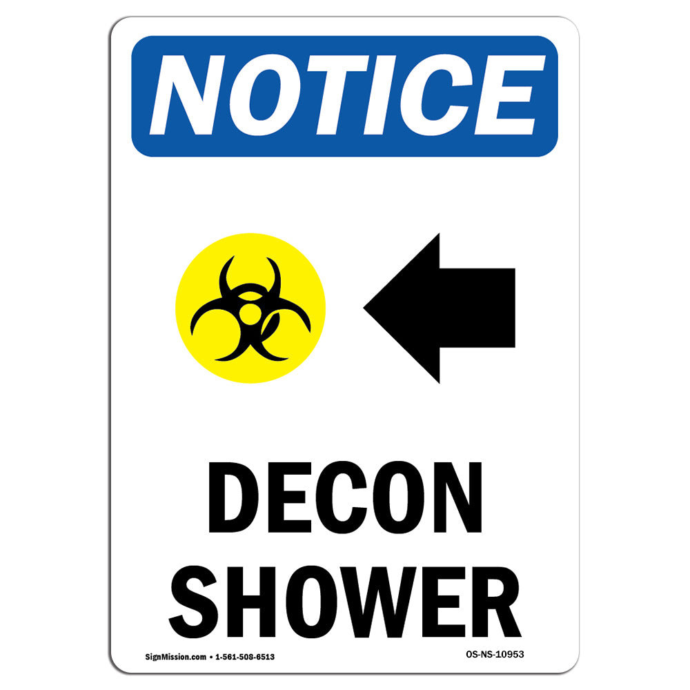 SignMission Decon Shower [Left Arrow] Sign with Symbol | Wayfair